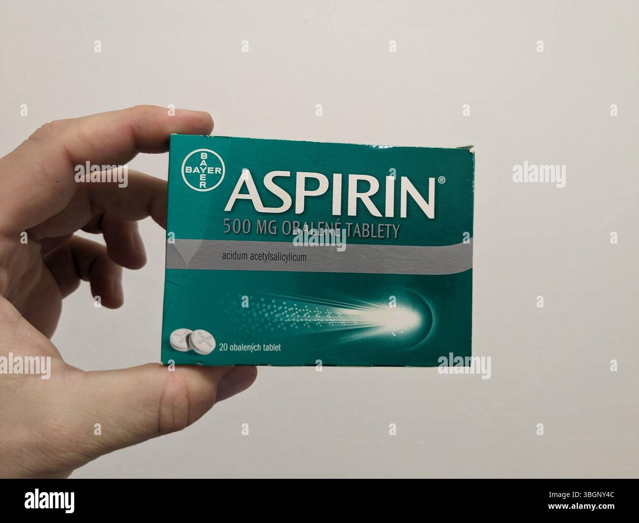Prague, Czech Republic -August 25 2024: ASPIRIN box of medication with ...