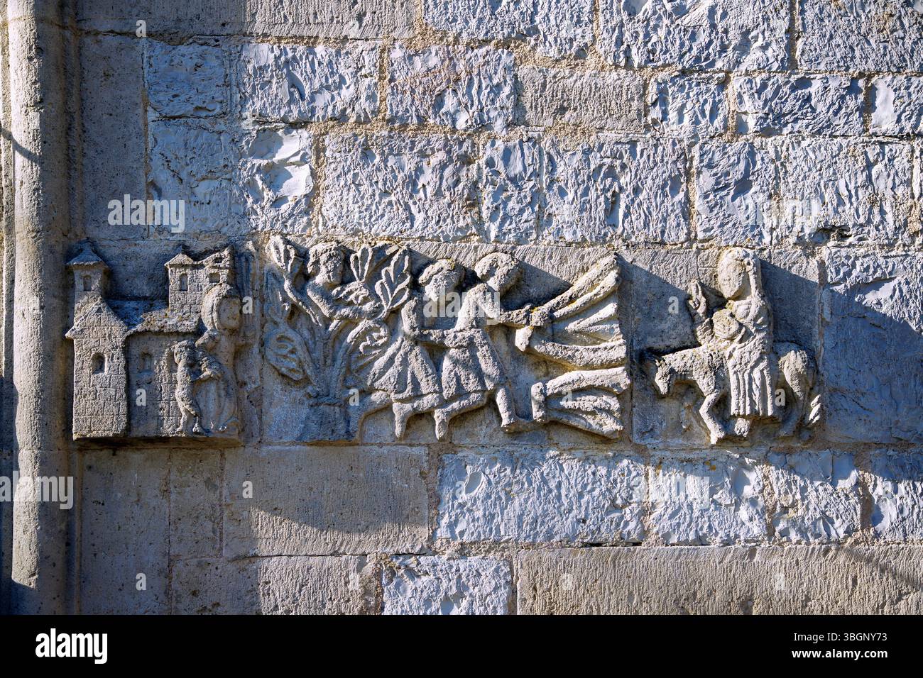 Relief stones with the entry of christ into jerusalem hi-res stock ...