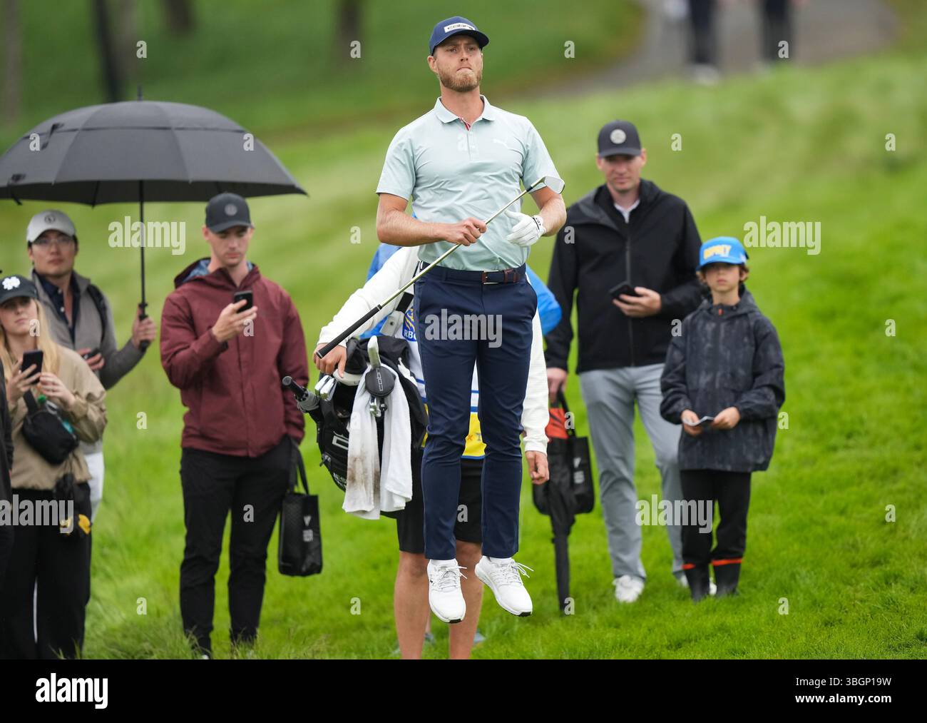 Caledon, Canada. 05th June, 2025. Jesper Svensson, centre, jumps to ...