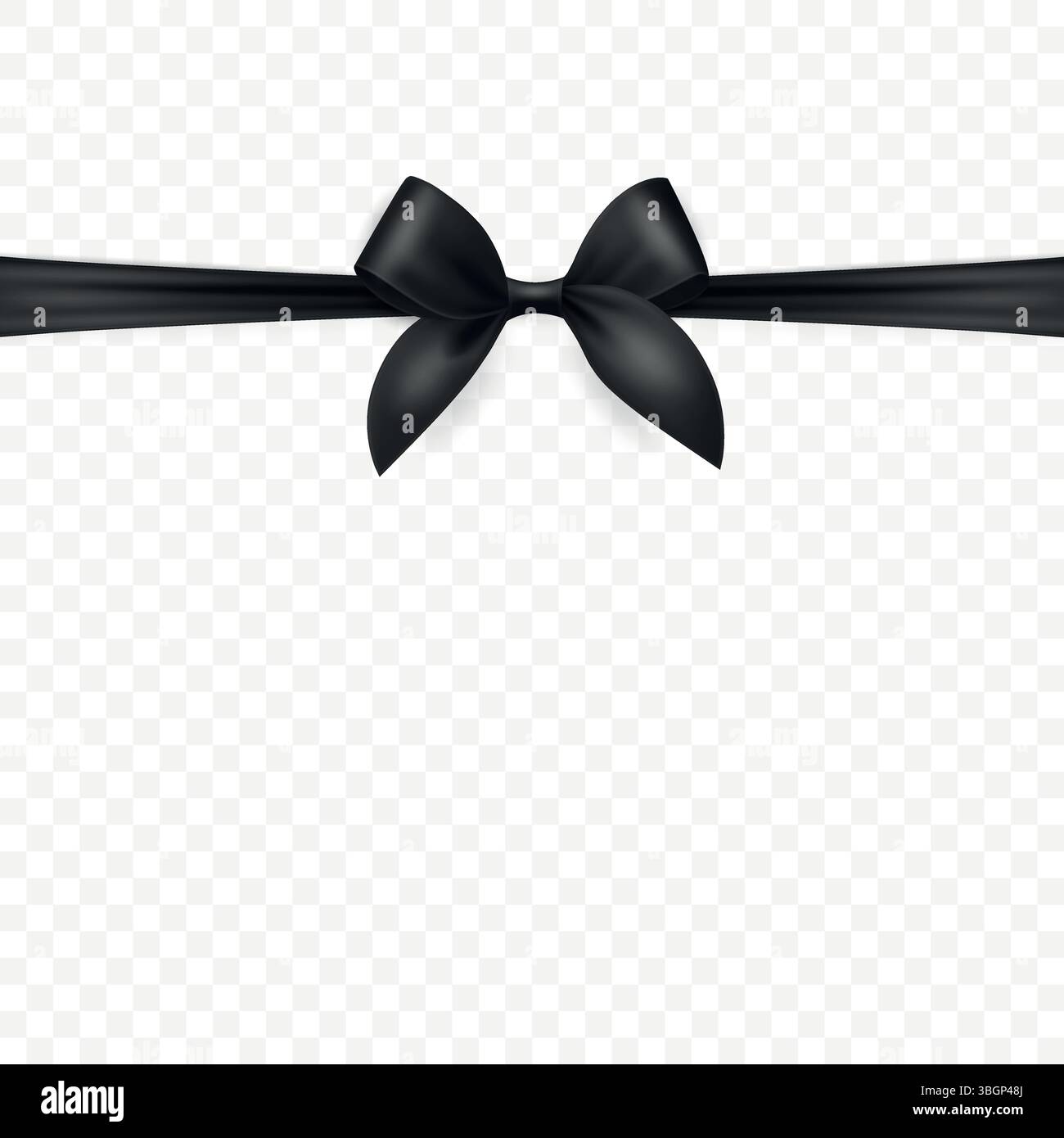 Vector Black Ribbon Bow Isolated. Realistic Satin Bow and Ribbon. Black ...