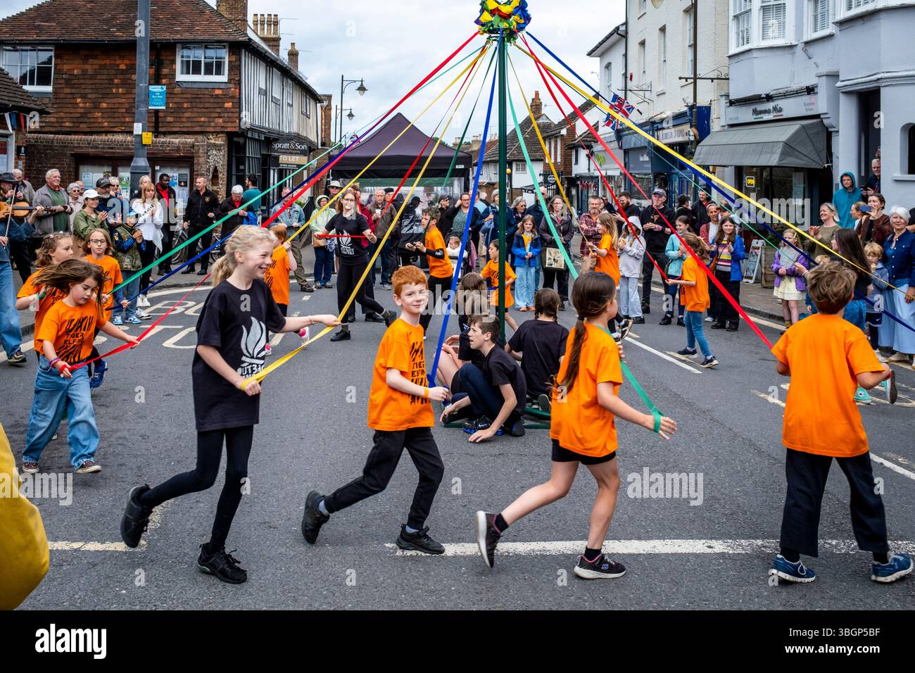 Local Children Dancing Around The Maypole, Steyning Country Fair, West ...