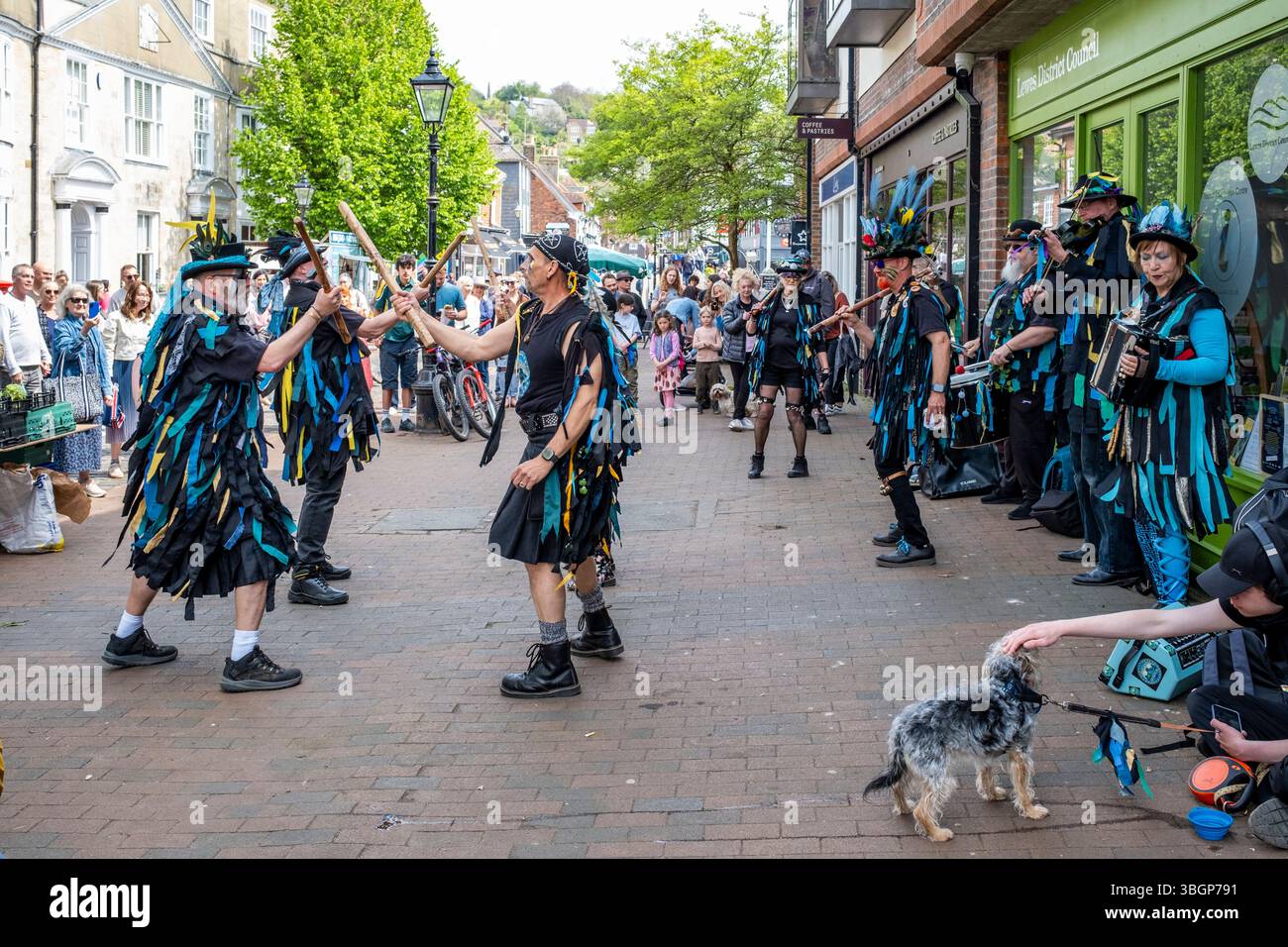 Anderida Border Morris Side Perform In The High Street Of Lewes, East ...