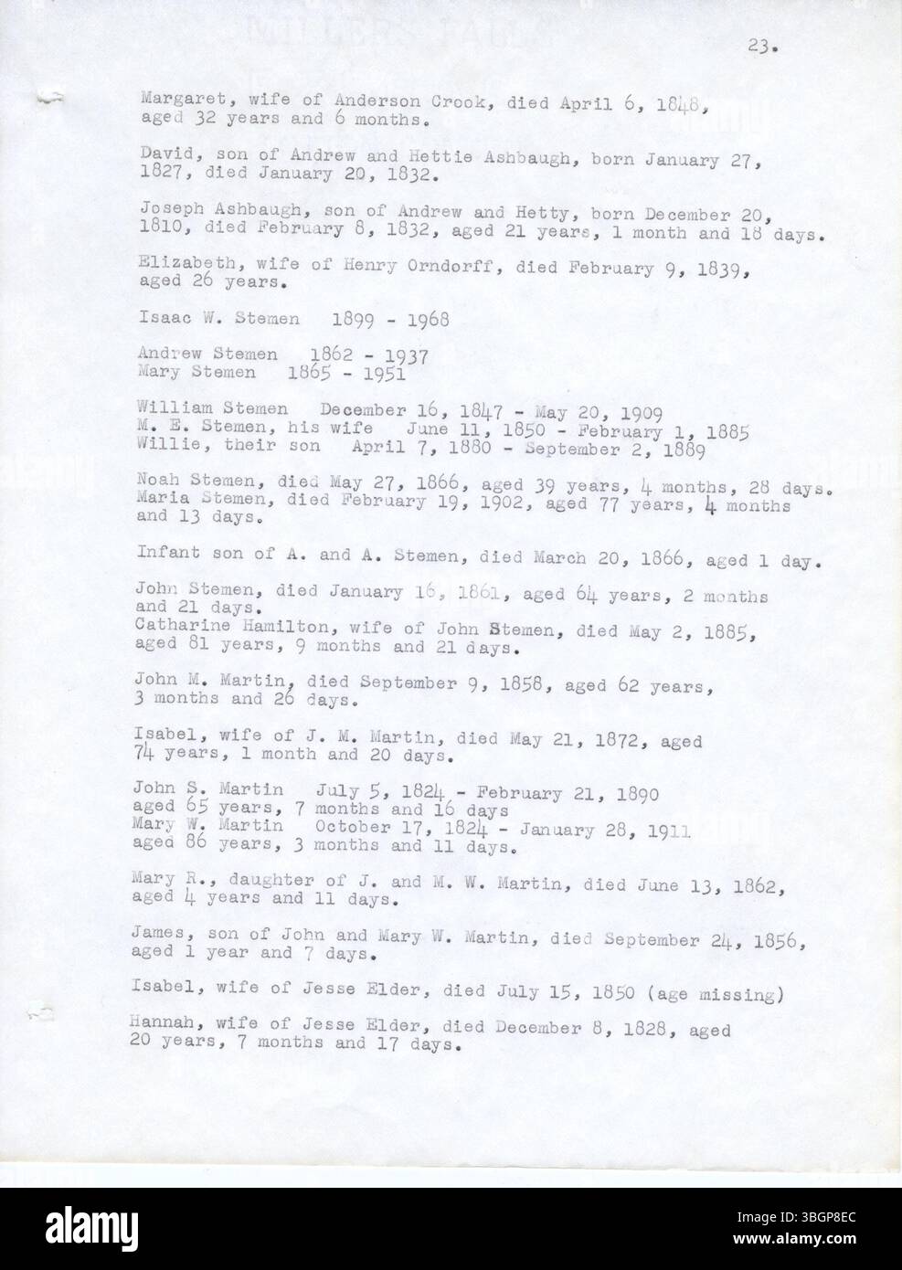 This collection includes tombstone inscriptions from two cemeteries in ...