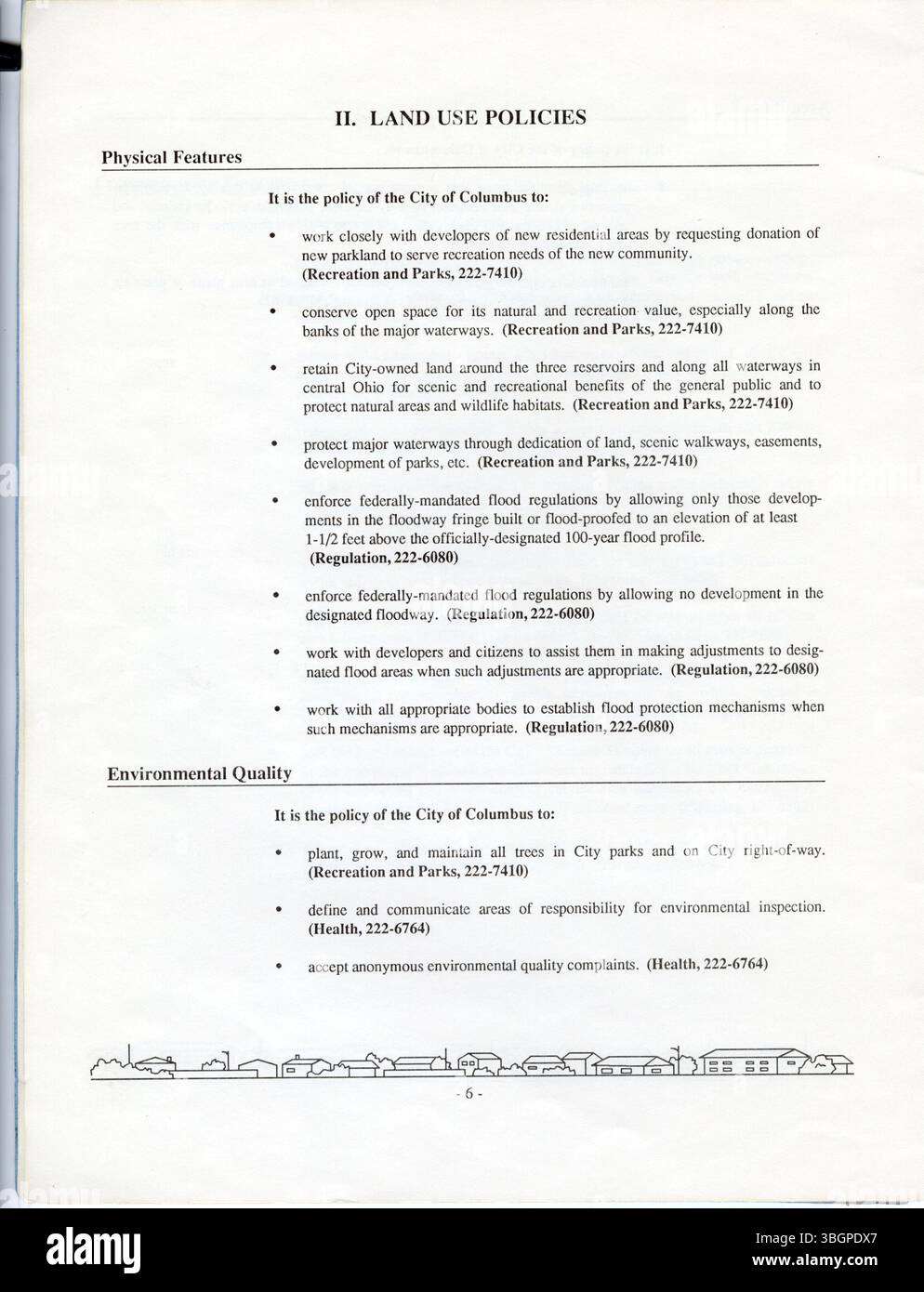 This page of the 1987 Physical Development Policies Inventory provides ...