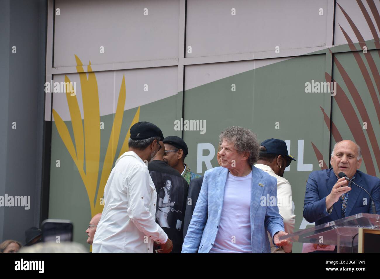 WAR band members Harold Brown and Lee Oskar with Steven Nissen during ...