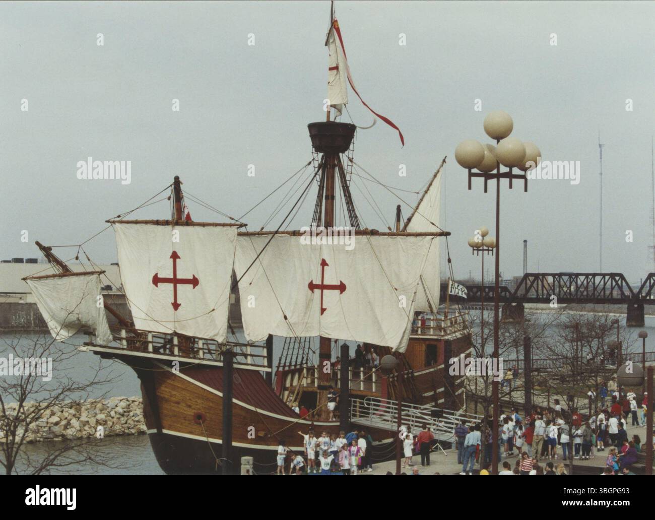 This 1991 image captures the replica of the Santa Maria docked at ...