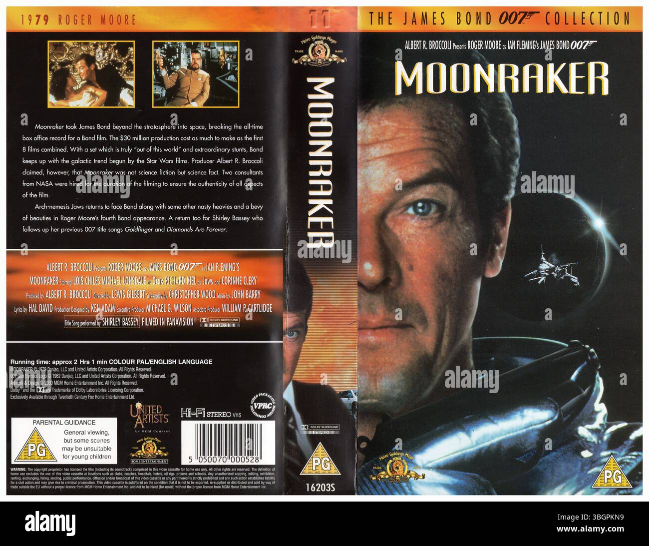 VHS cover of 1979 James Bond film Moonraker (2000) (UK) by Twentieth Century Fox Home ...
