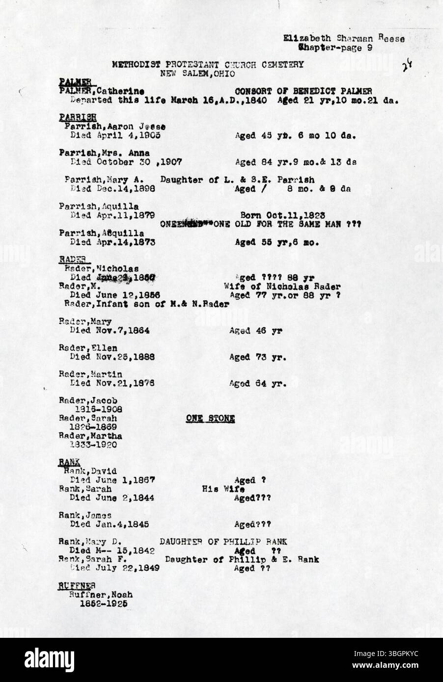 Tombstone inscriptions from Fairfield County cemeteries: Pleasant Run ...