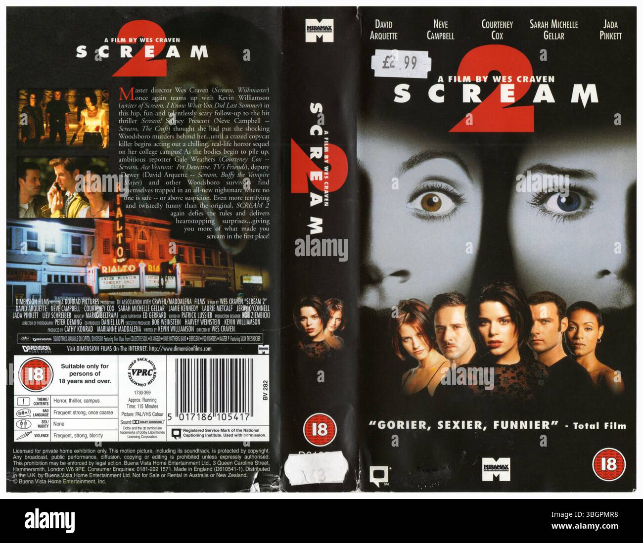 VHS cover Scream 2 (1997 film) (UK,'98), Buena Vista Home Entertainment Stock Photo - Alamy