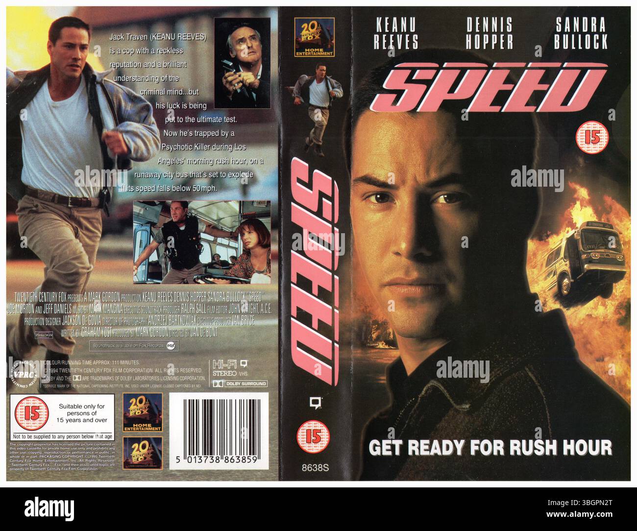 Speed (1994 Film directed by Jan de Bont ) VHS Cover (1995) (UK, by Twentieth Century Fox Home ...
