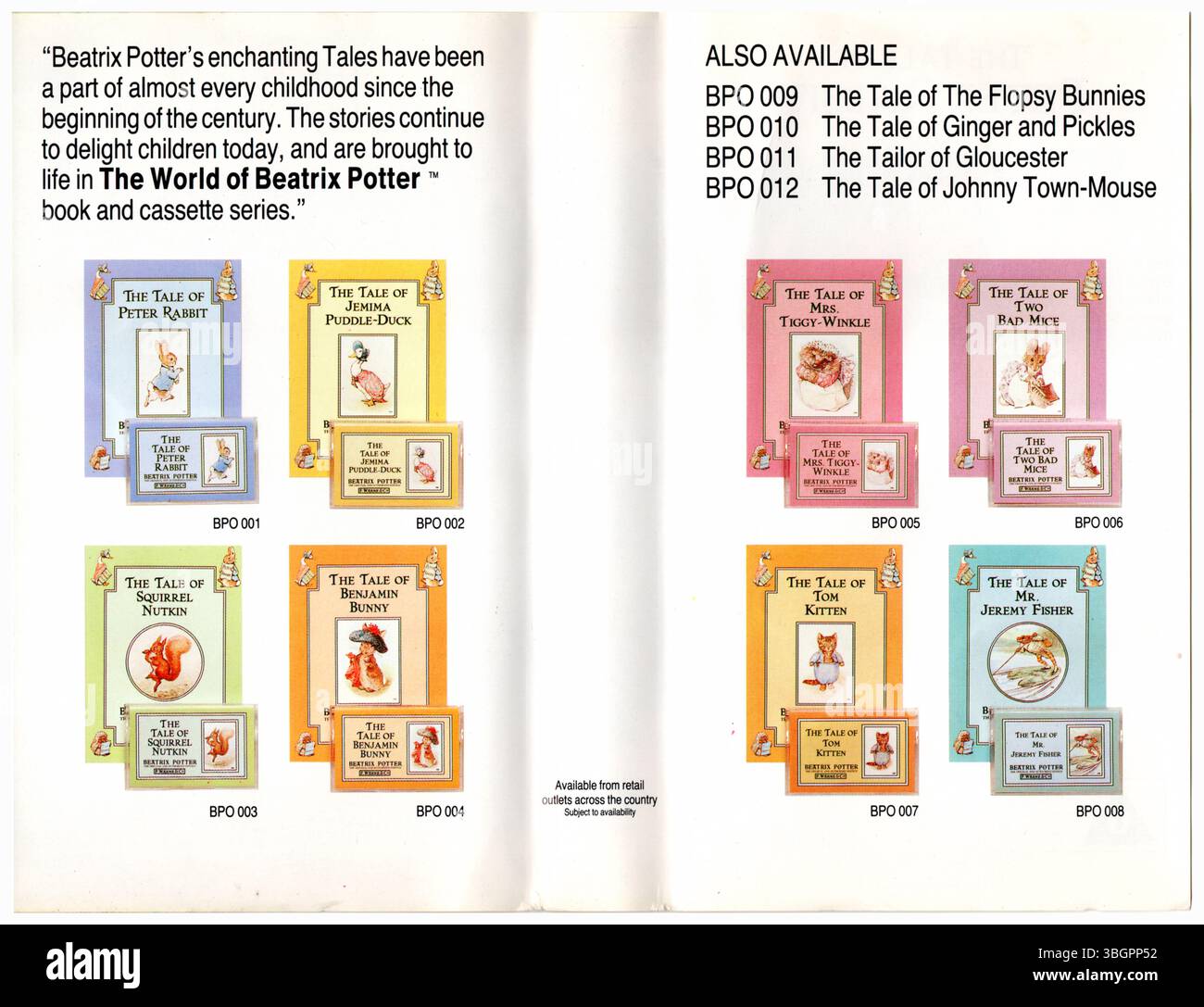 1992 UK The World of Beatrix Potter books and VHS catalog Stock Photo ...