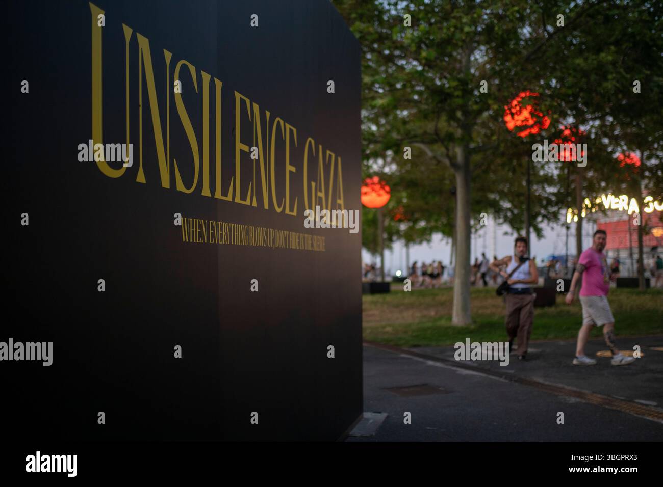 Installation of 'Unsilence Gaza' during Primavera Sound, at the Parc ...