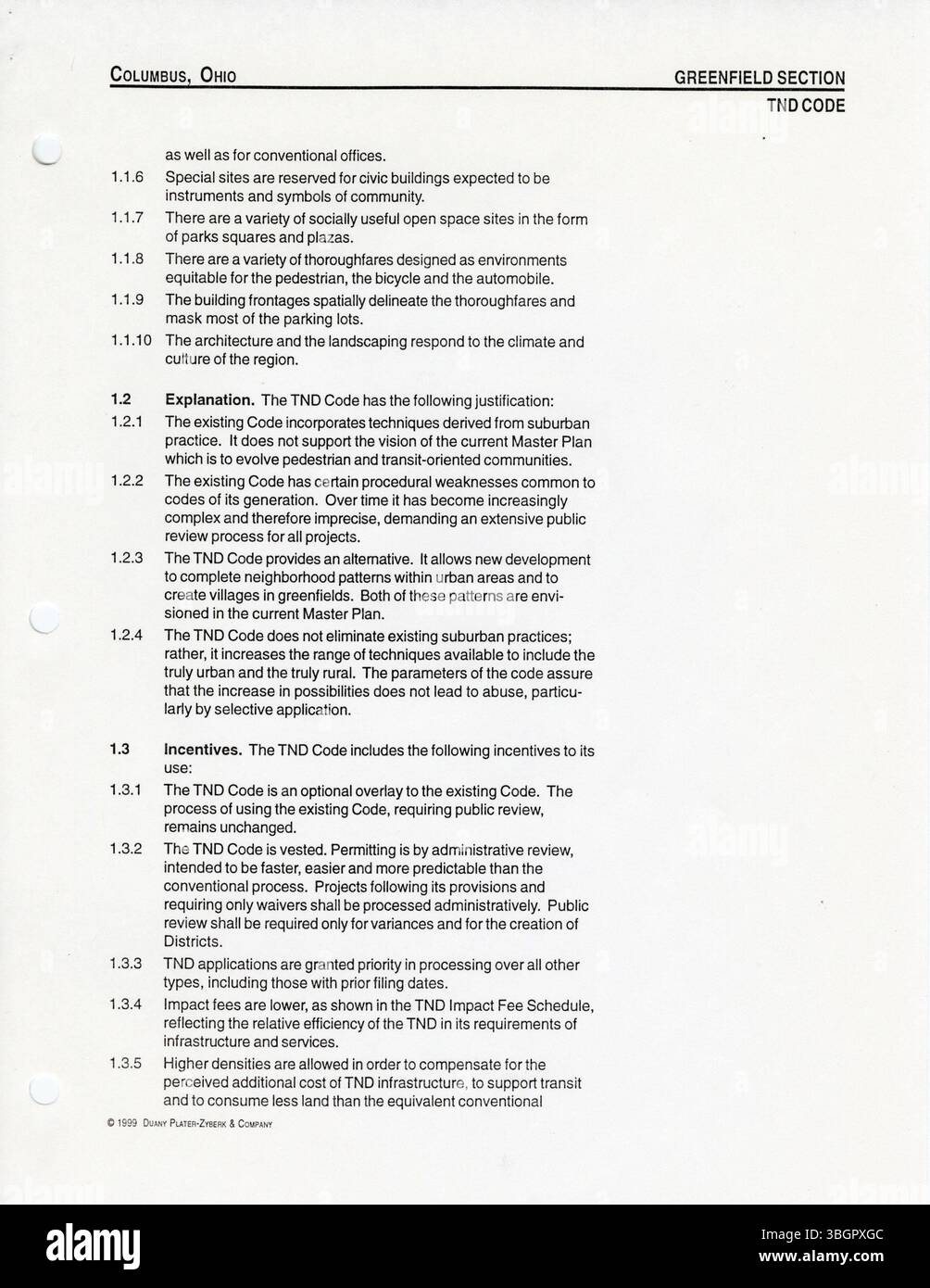 The 1999 Traditional Neighborhood Development Code for Greenfield Section in Columbus, Ohio ...