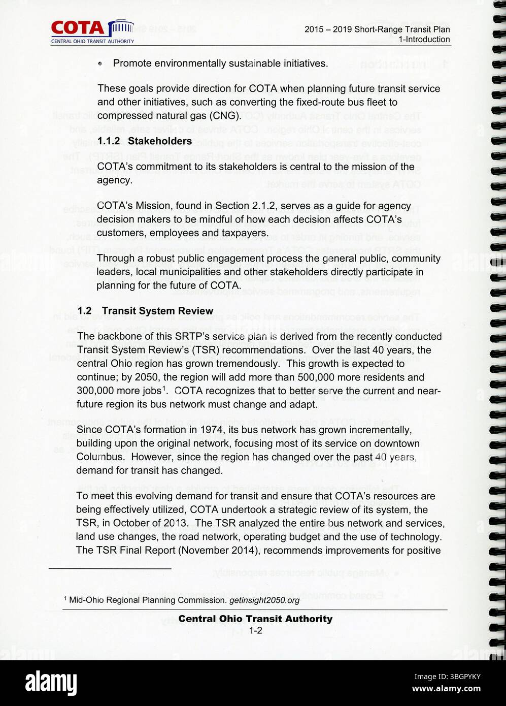 This section of the COTA Short-Range Transit Plan provides an in-depth ...