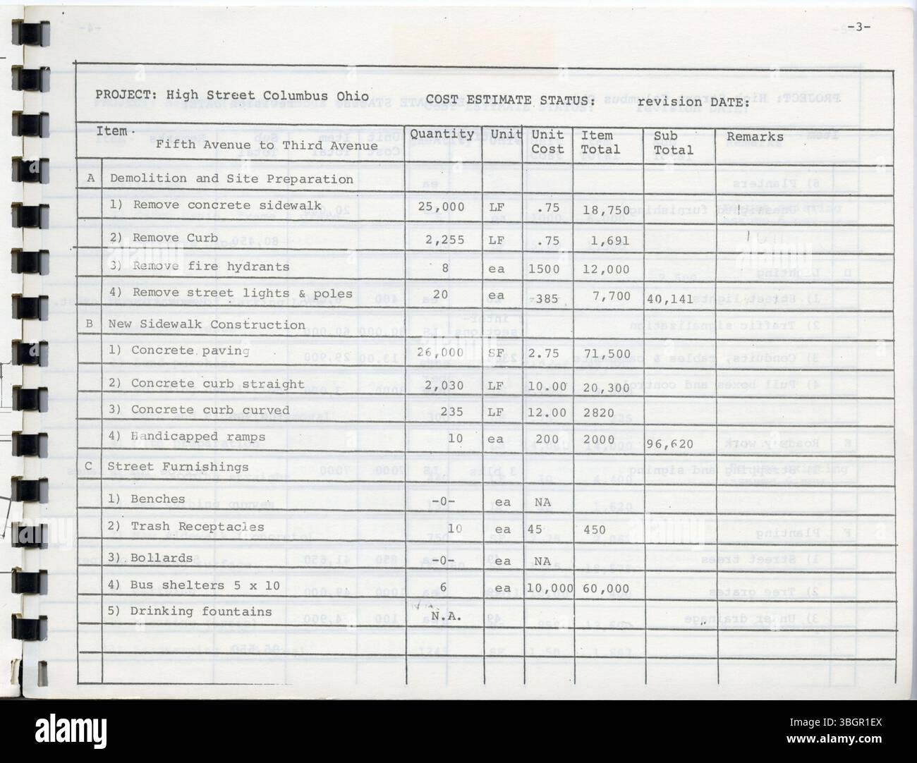 This 1979 cost estimate outlines detailed projections for proposed ...