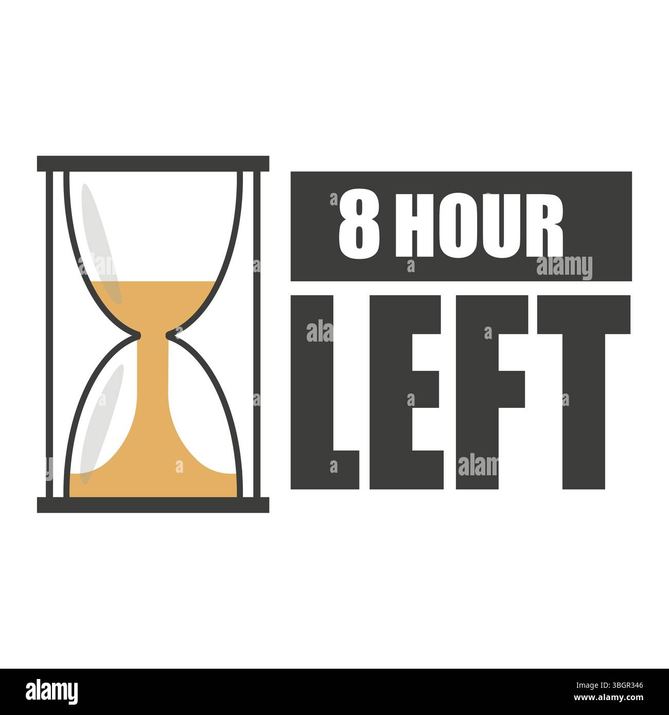 Hourglass countdown icon. Eight hours left. Timer pressure vector. Bold monochrome shape Stock ...