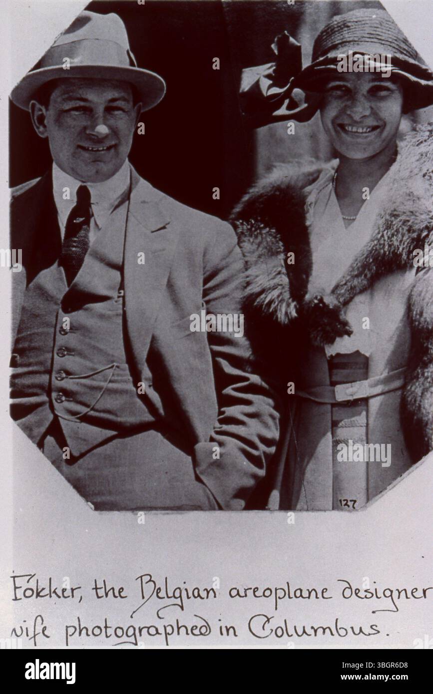 This photograph features Anthony Fokker (1890-1939) and his first wife ...