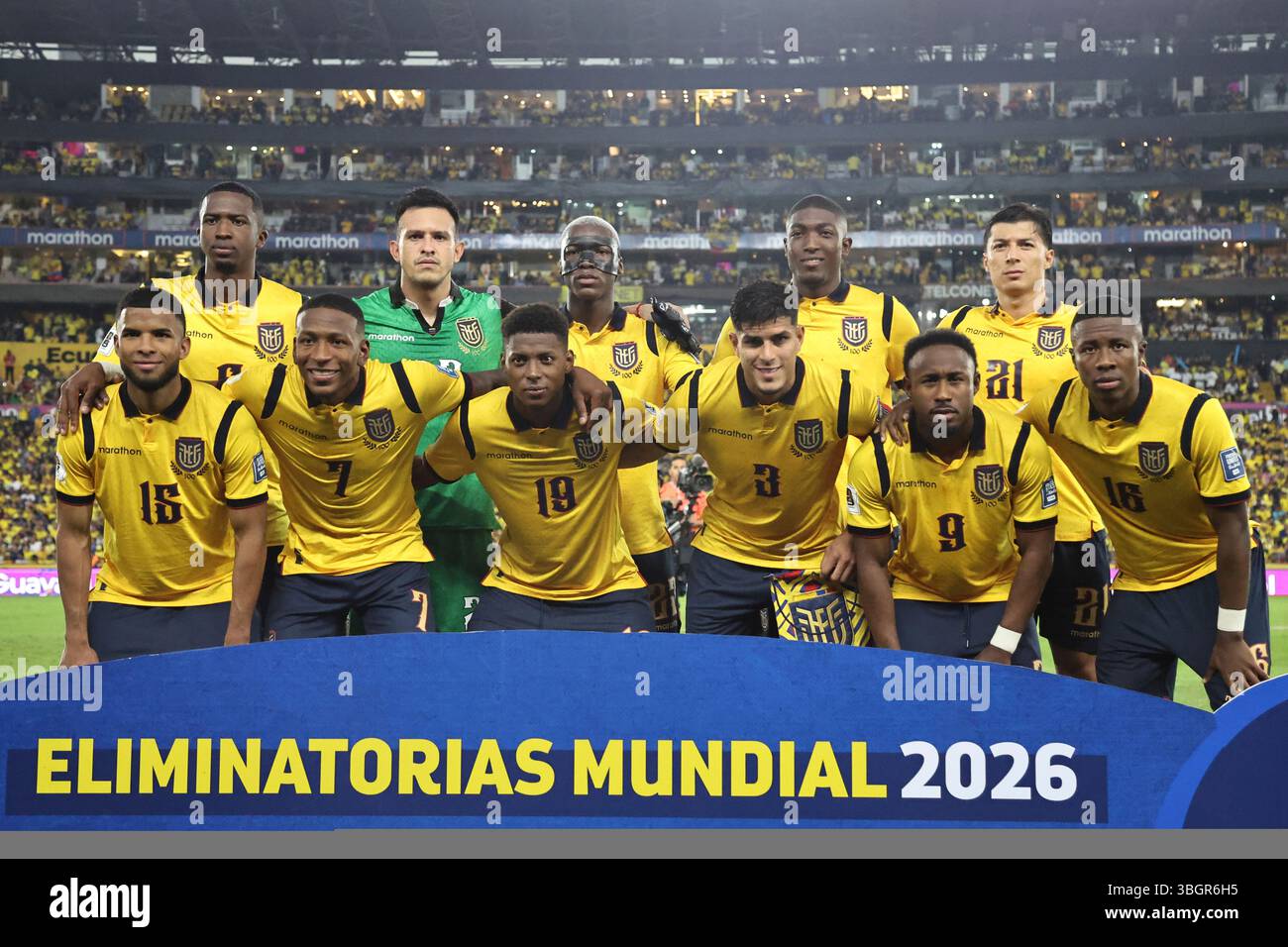 Players of Ecuador line up for a team photo before a World Cup 2026 ...
