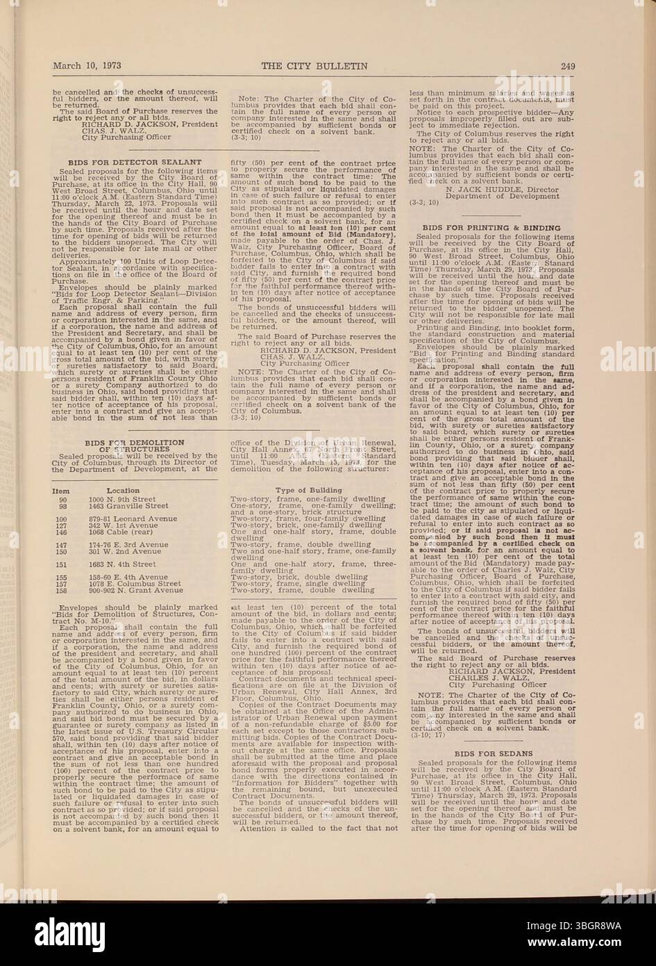 This page of the 1973 City Bulletin covers city council proceedings ...
