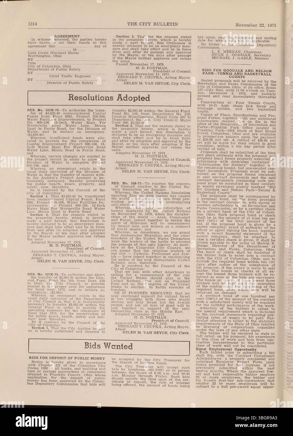The 1975 Columbus City Bulletin includes city council reports ...