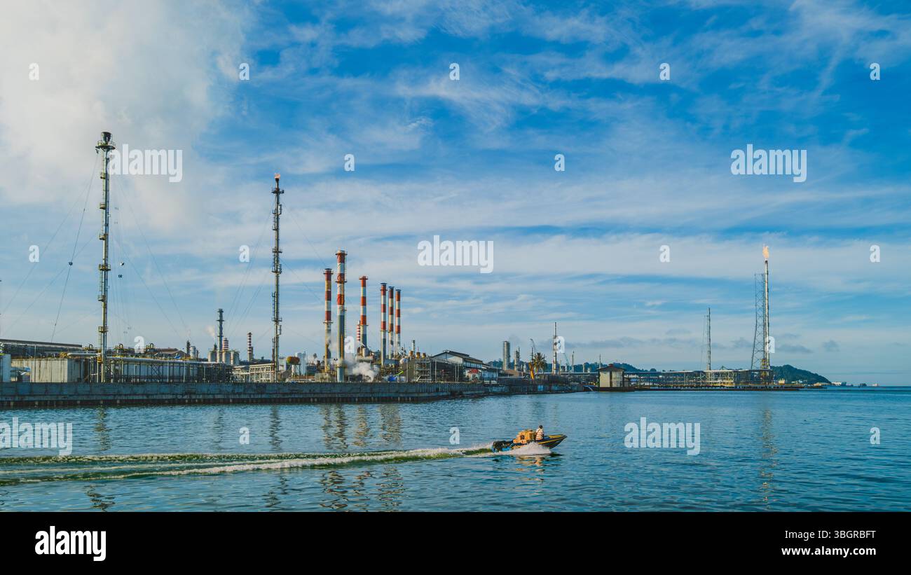 Balikpapan, Indonesia - April 19th 2025. The merchant navigates his ...