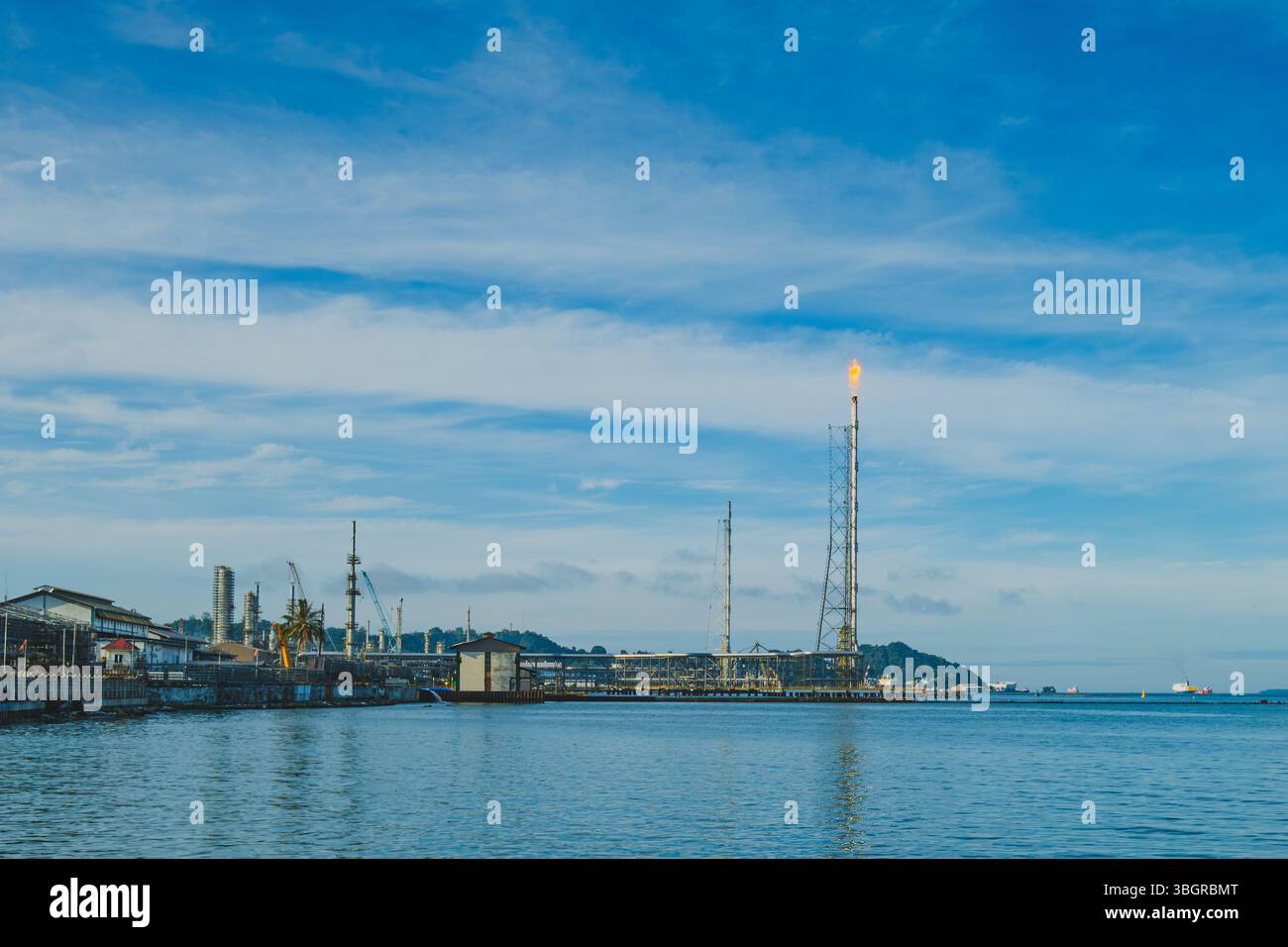 Balikpapan, Indonesia - April 19th 2025. A view of an oil refinery ...