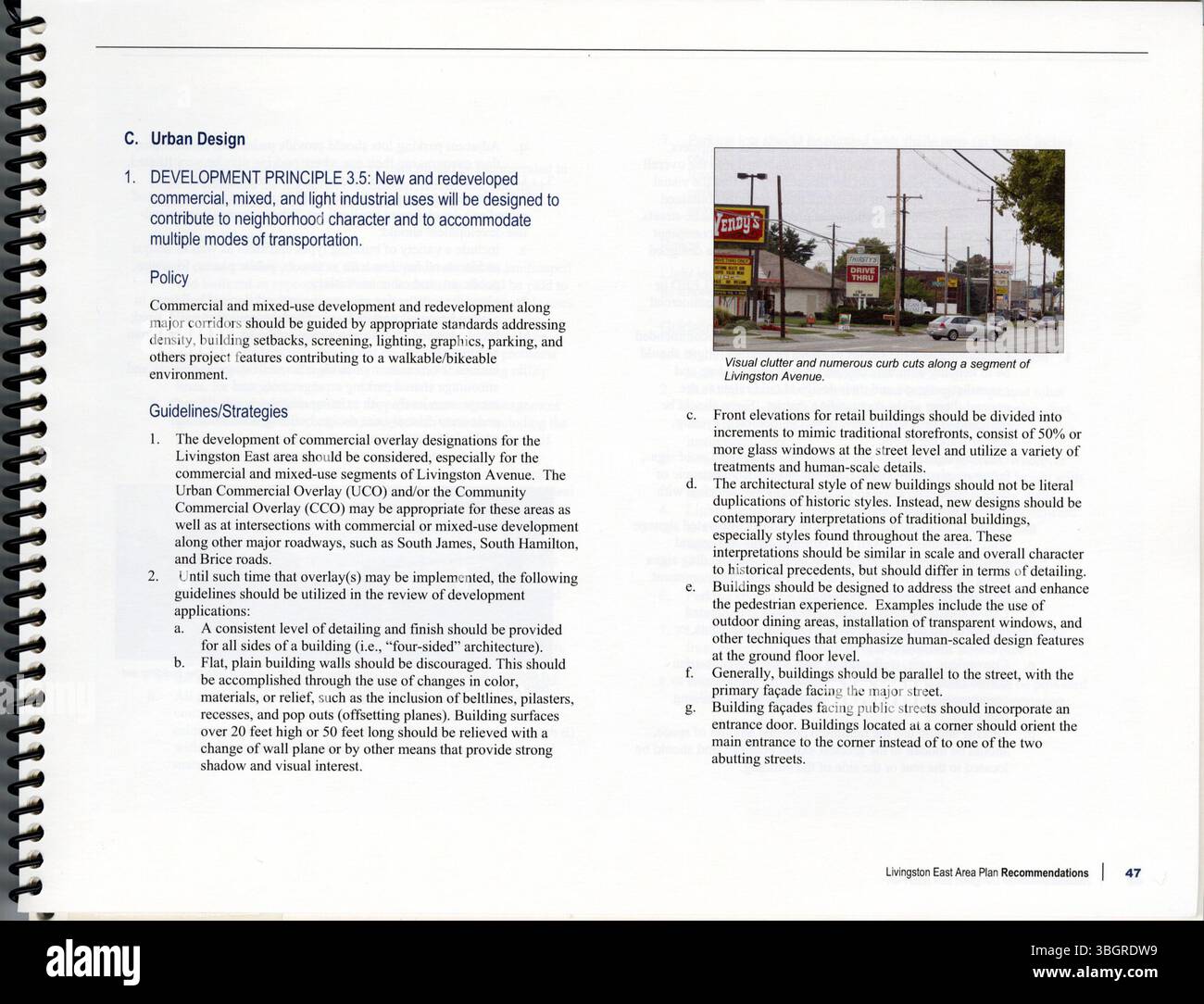 This page from the Livingston East Area Plan (2009) highlights ...