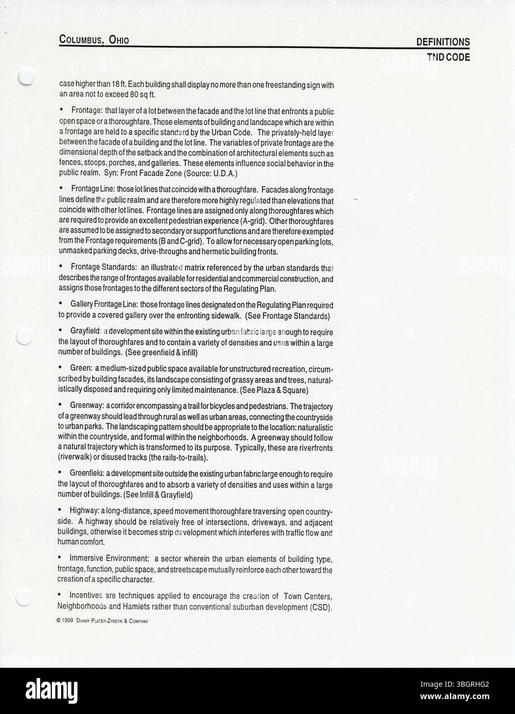 The 1999 Traditional Neighborhood Development Code sets forth planning and zoning tools for ...