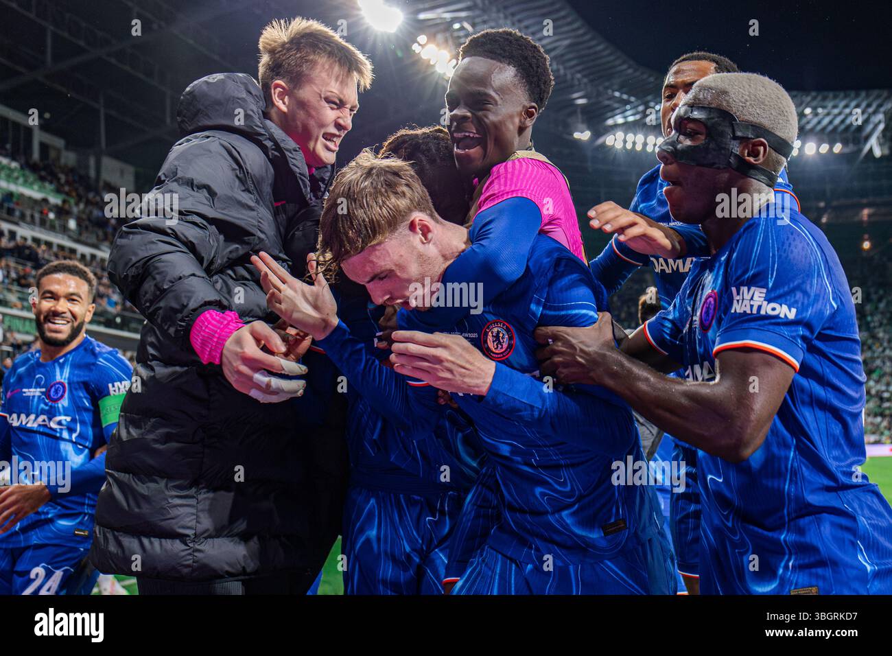Wroclaw, Poland. 28th May, 2025. (L to R) Reece James, Lucas Bergstrom ...