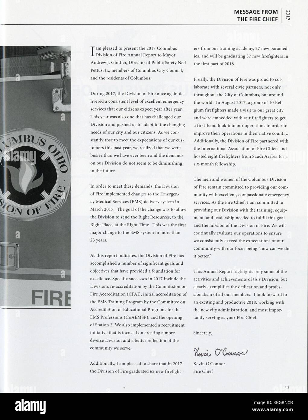 This page from the 2017 Columbus Division of Fire annual report reviews ...