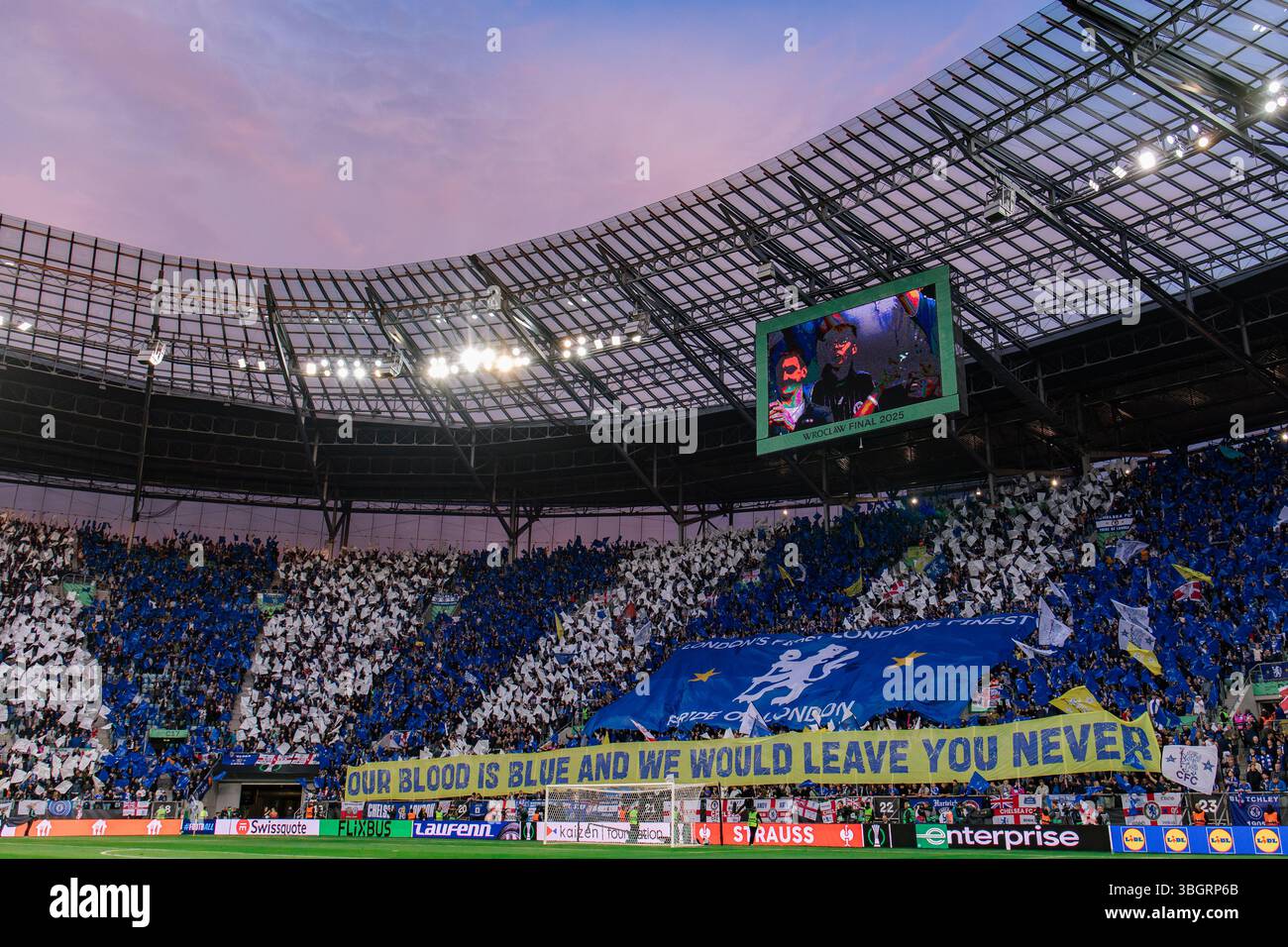 Wroclaw, Poland. 28th May, 2025. Fans of Chelsea FC are seen during the ...