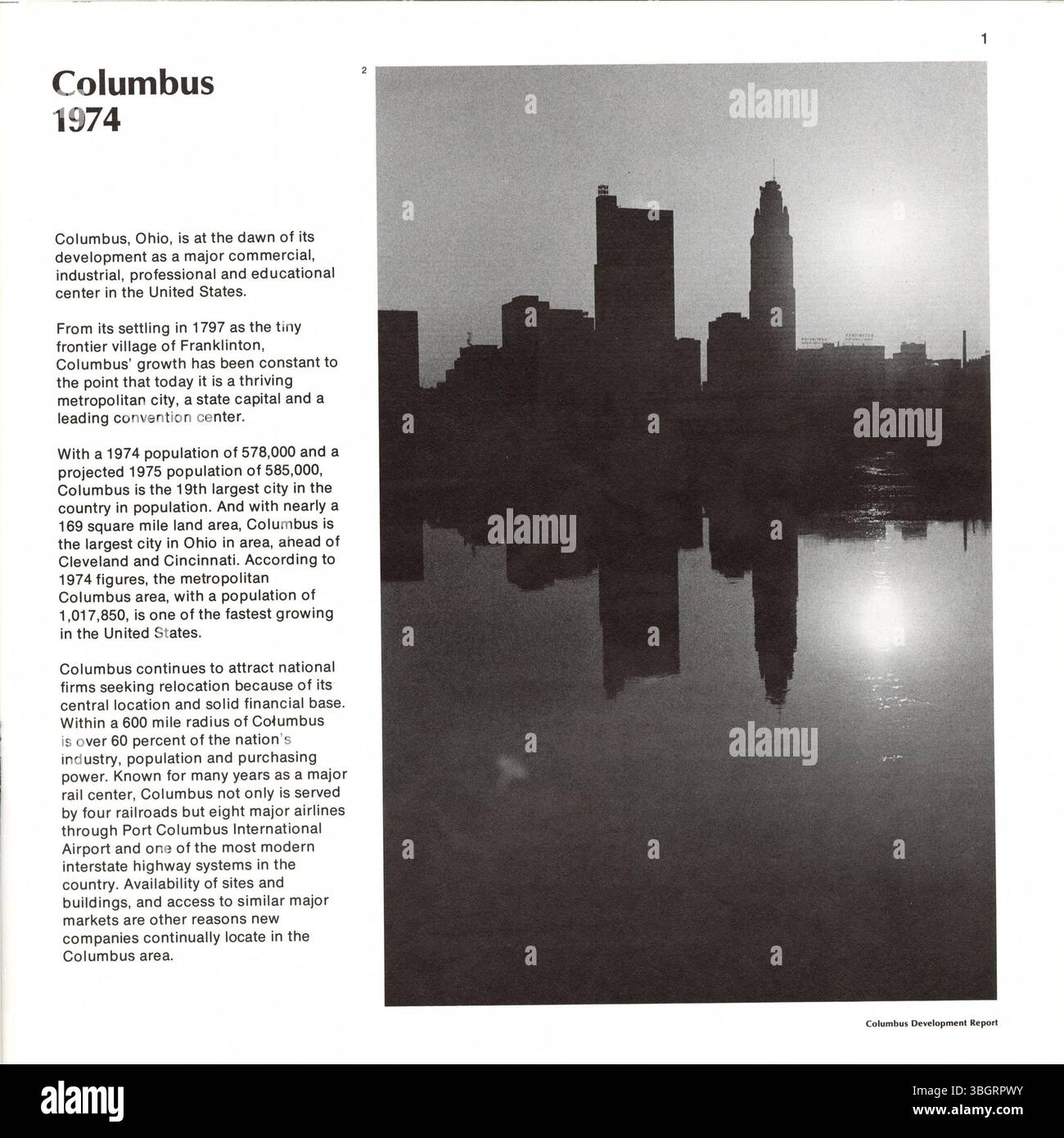 This page from the 1975 Columbus Development Report outlines economic ...