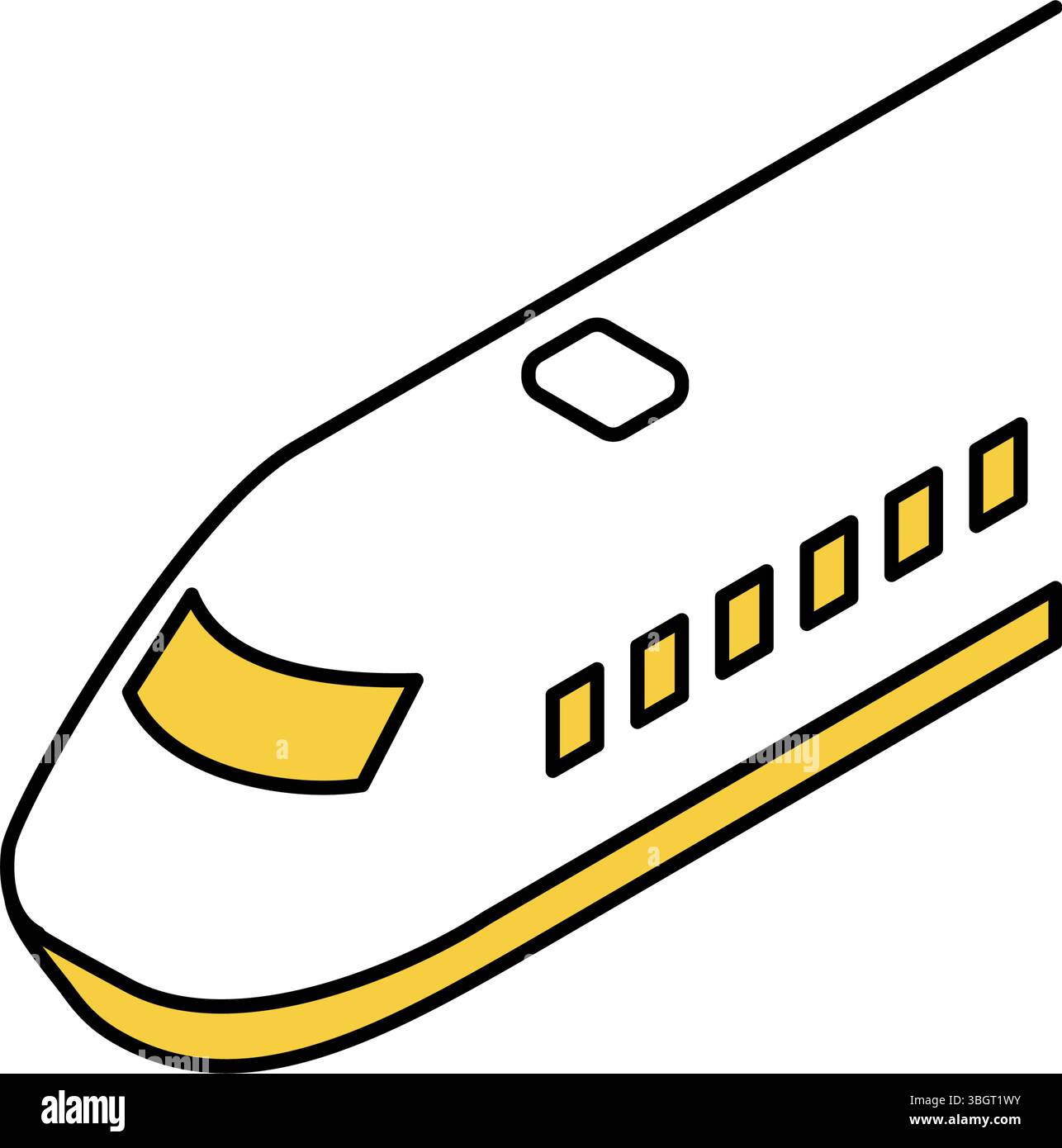 Vehicle icon, high-speed rail(bullet train), simple and cute isometric line drawing icon, Vector ...