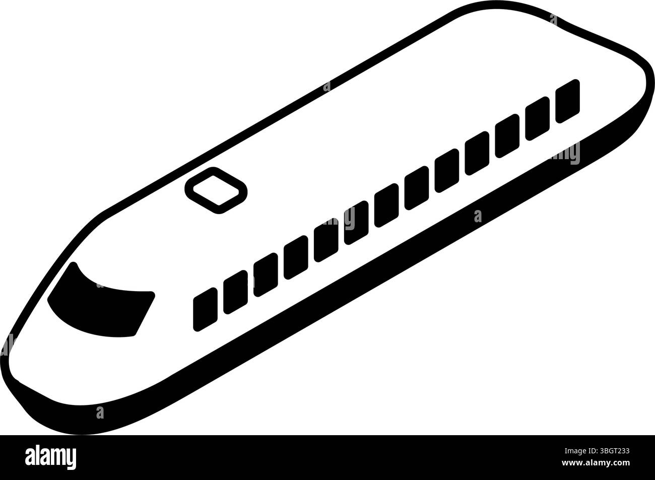 Simple and cute isometric black and white line drawing icon of a ...