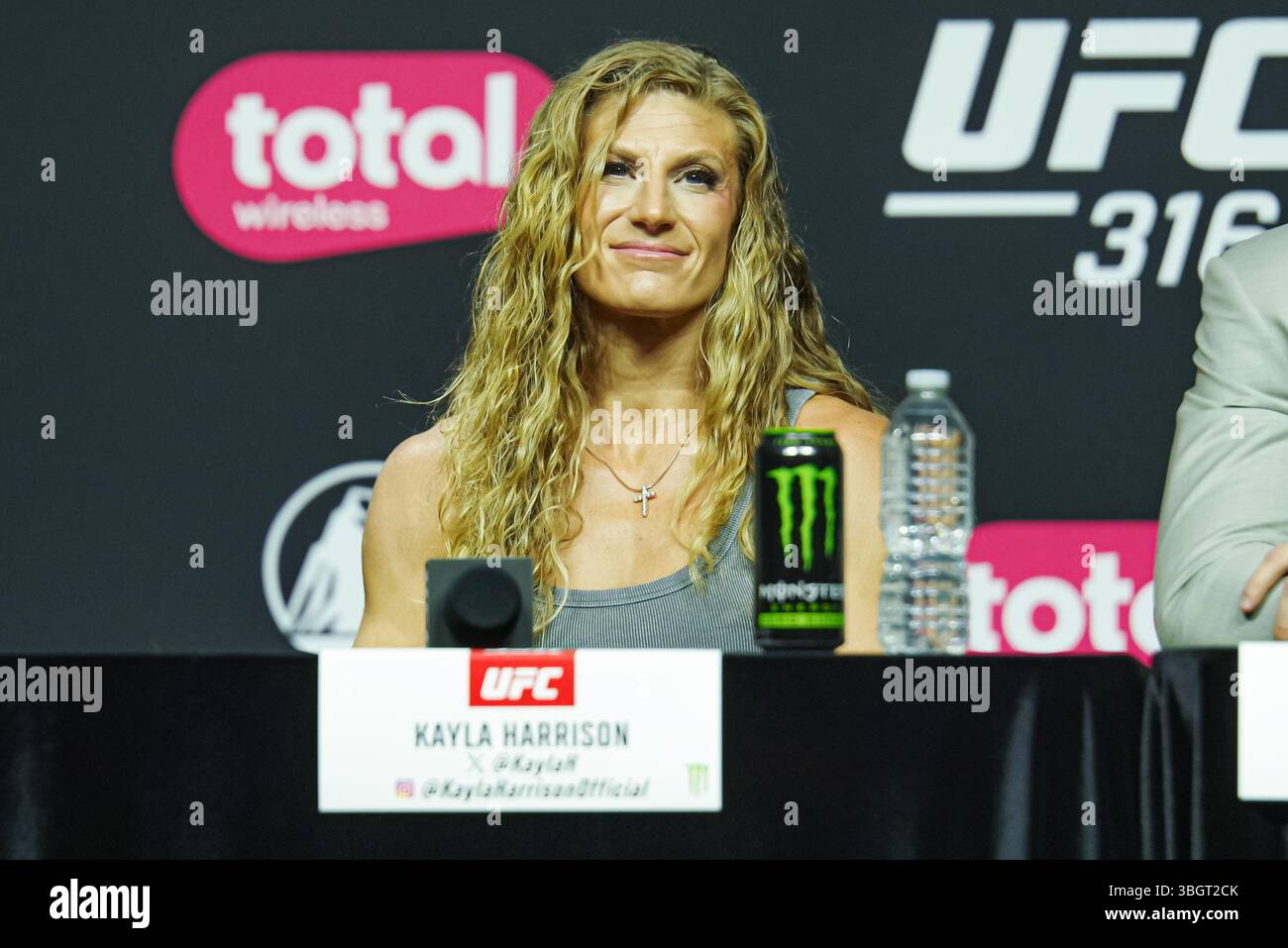 NEWARK, NEW JERSEY - JUNE 05: Kayla Harrison smiles during the UFC 316 ...