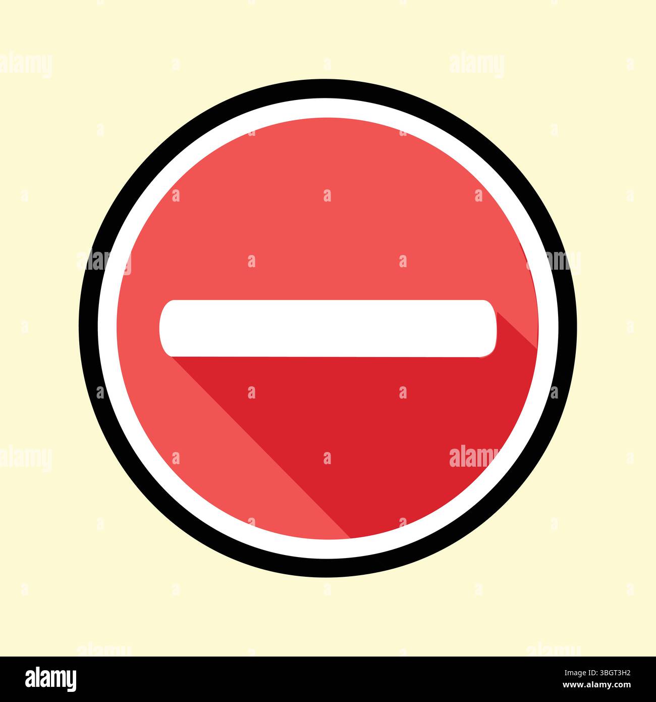 A red circle with a white horizontal bar in the center, indicating ...