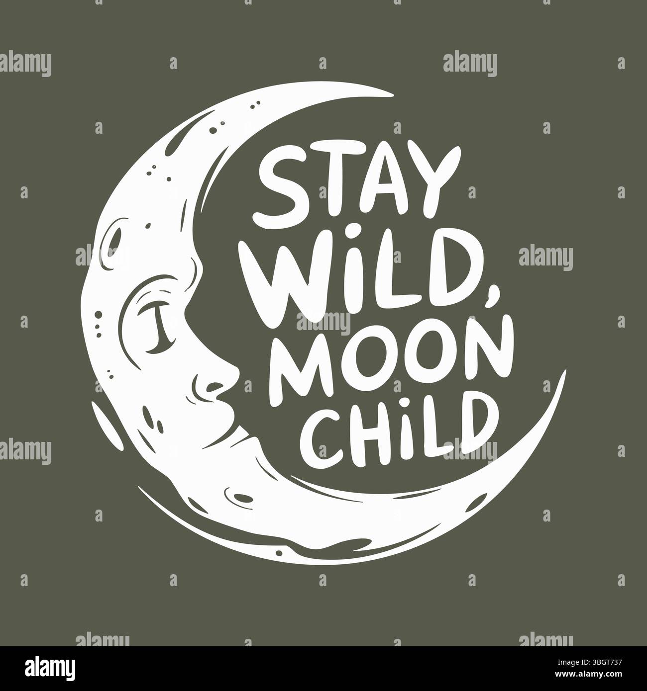 A stylized crescent moon with a face and the text "Stay Wild, Moon ...
