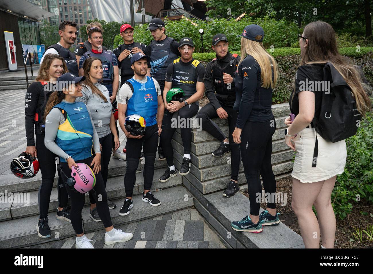 Sail GP staff members speak to sailors at the Sail GP Teams' Group ...