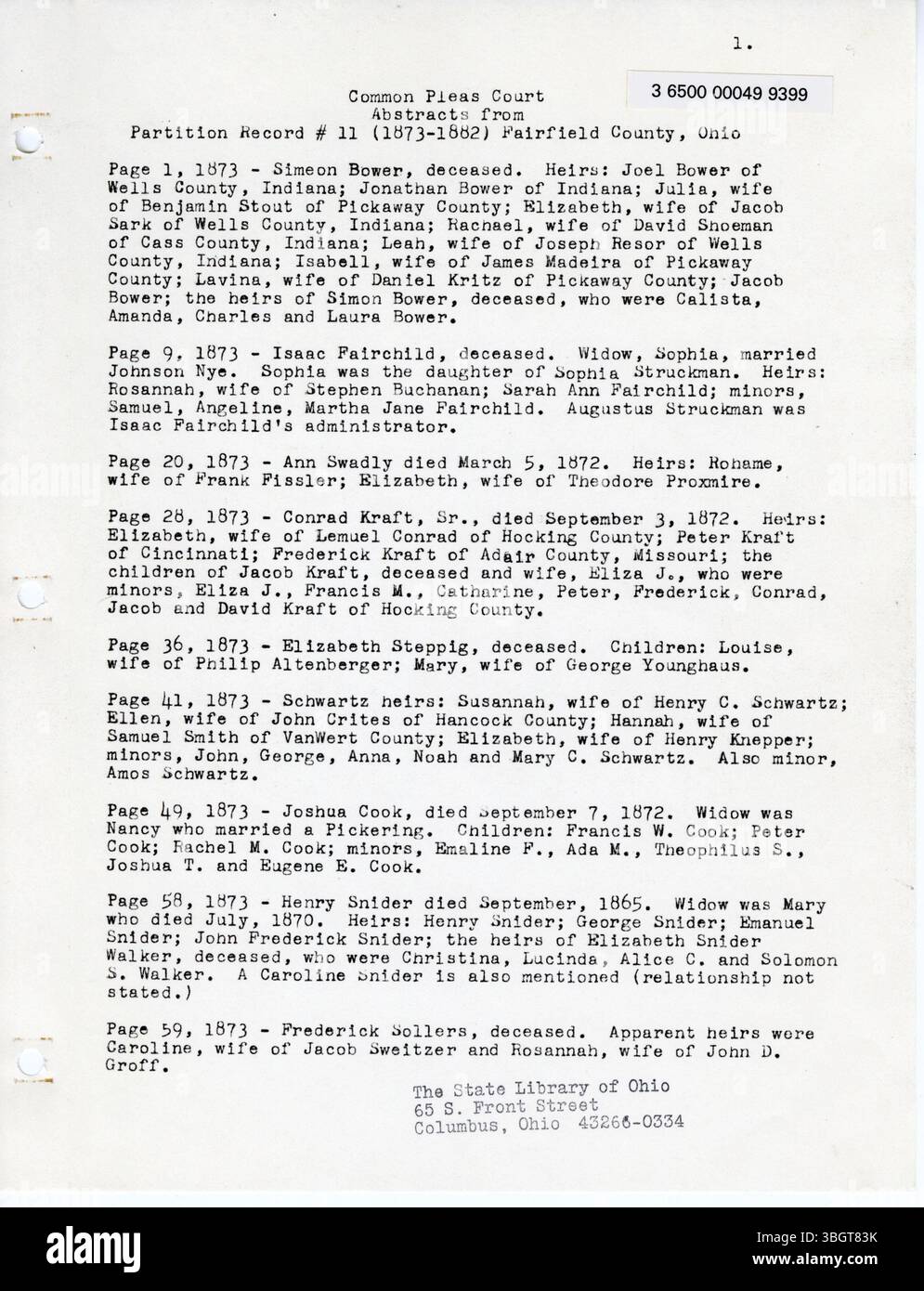 Abstracts of partition records from the Common Pleas Court of Fairfield ...