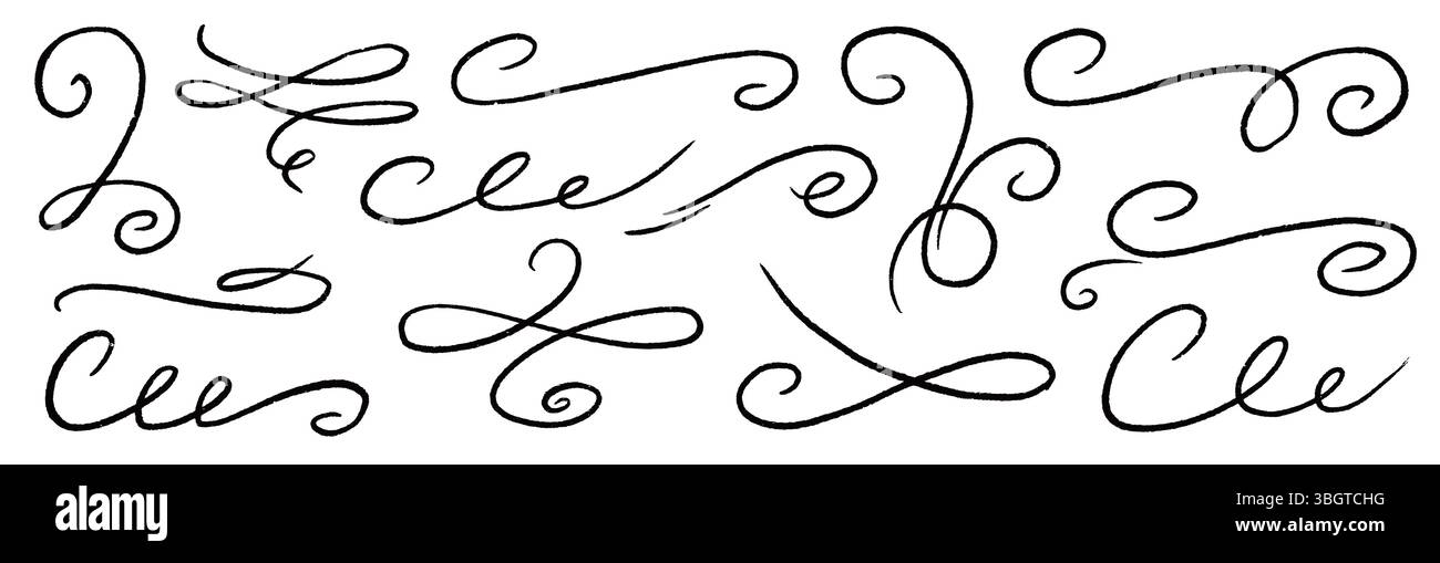 Line ornament flourish calligraphy swirl set. Elegant flourish divider ...