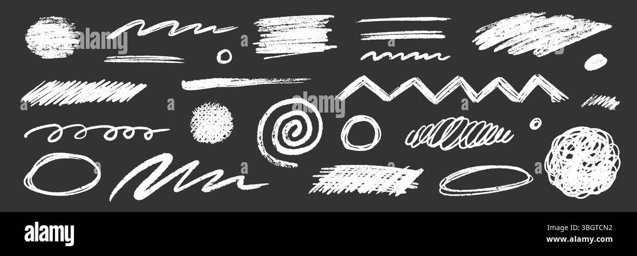 Crayon chalk scribble effect texture pastel stroke element set. Hand ...