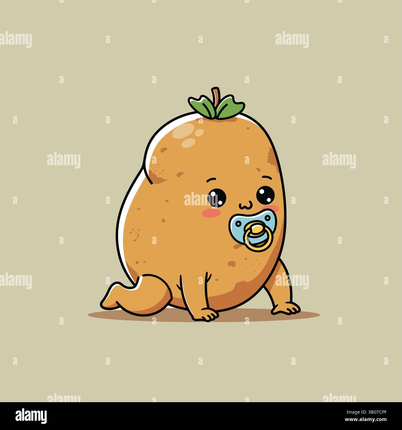 A cartoon illustration of a baby potato crawling. The potato has a ...
