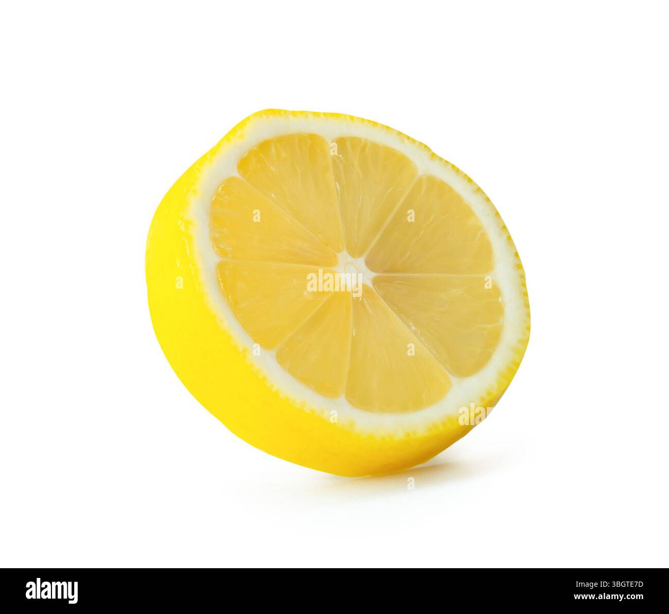 Yellow lemon slice in circle shape is isolated on white background with ...
