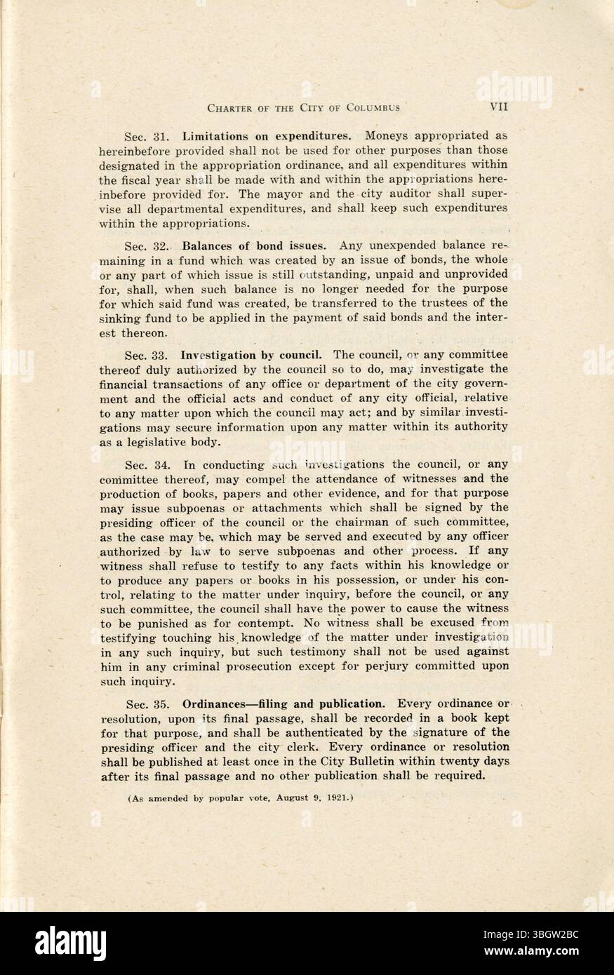 The 1933 Charter of Columbus, Ohio, originally adopted in 1914, was amended on March 1, 1933 ...