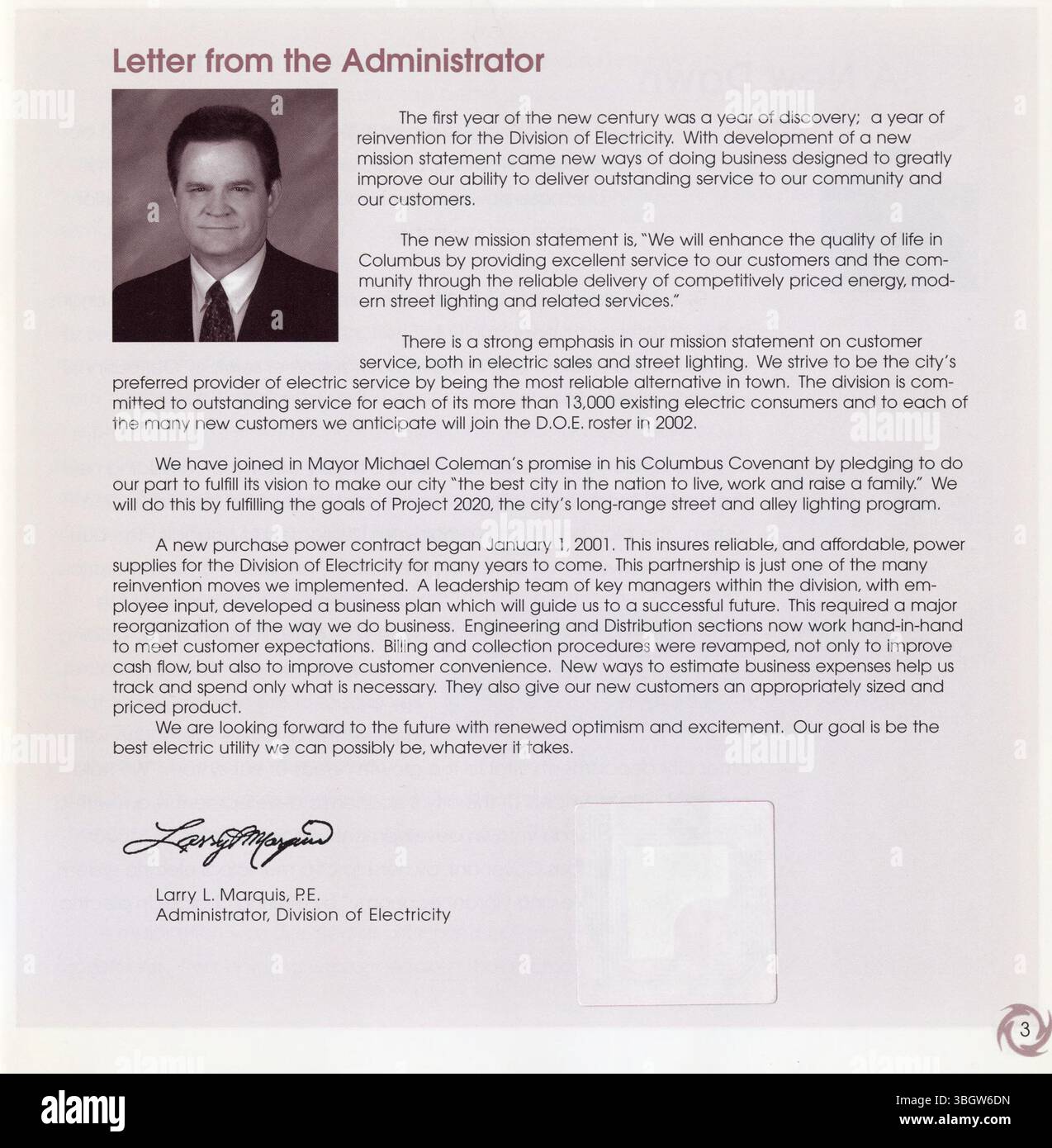 The 2001 report details the ongoing initiatives of the Division of ...
