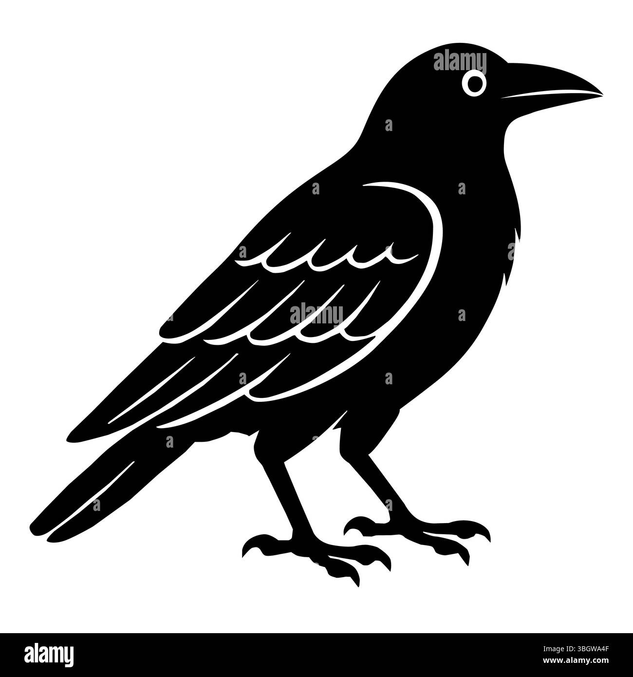 Crow cartoon icon. A crow illustration on white background. Black raven ...
