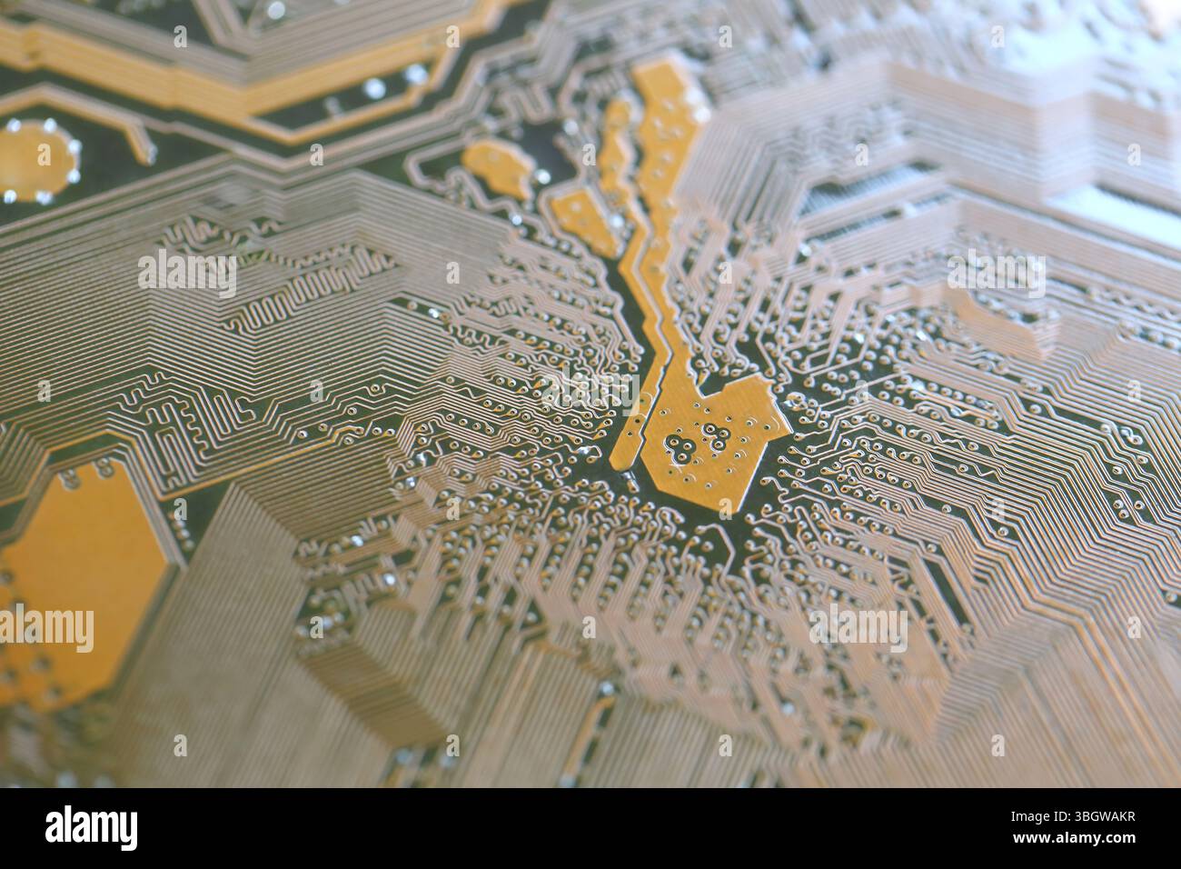 Focus on the center point on the back of computer's motherboard ...