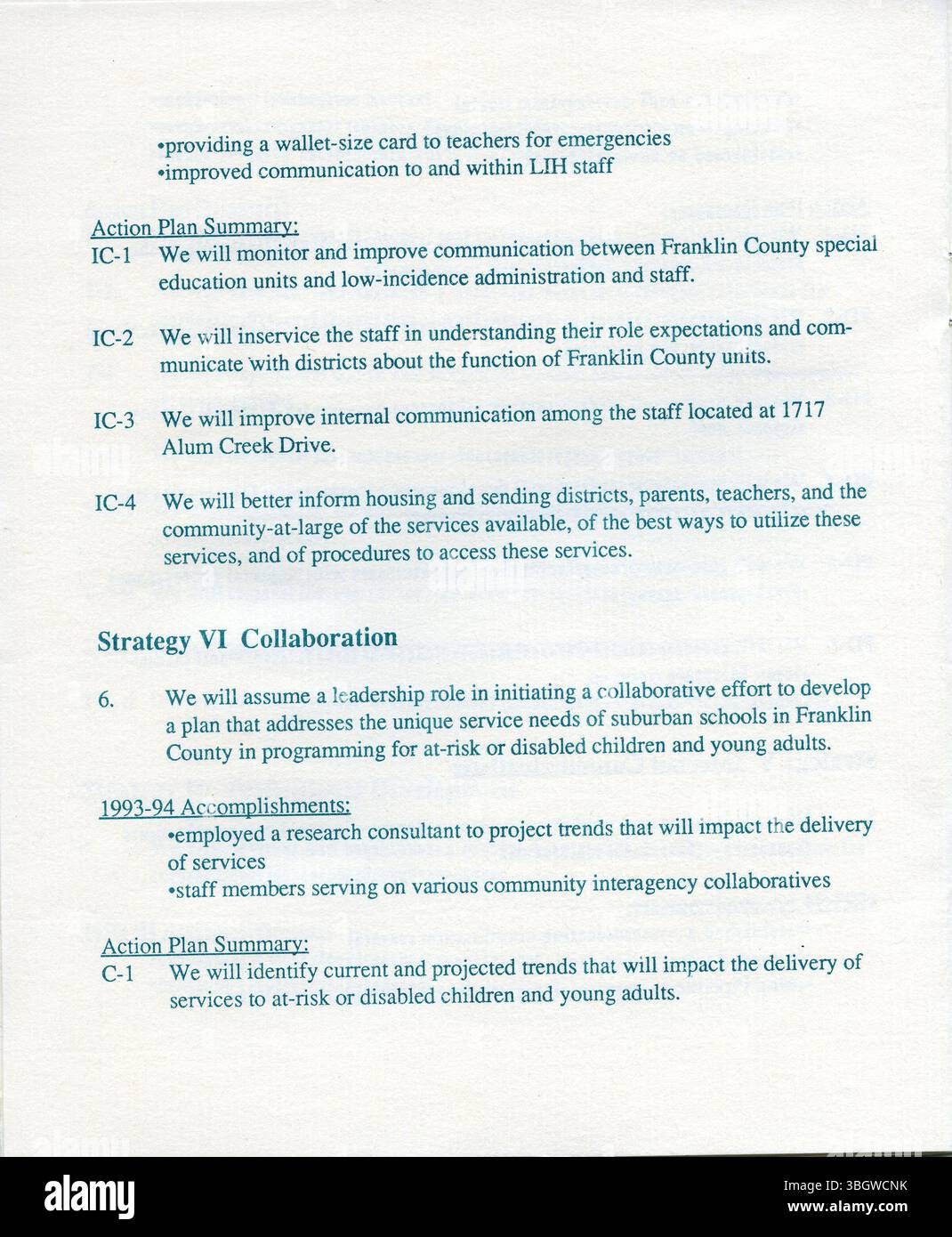 The Vision 2000 update outlines a strategic plan developed by the ...