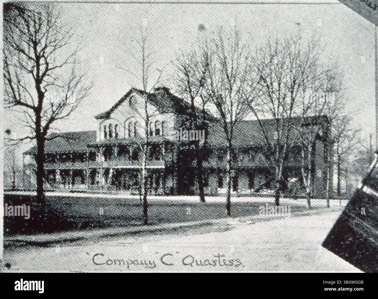 This photograph from 1900 shows Company C Quarters on the campus of ...
