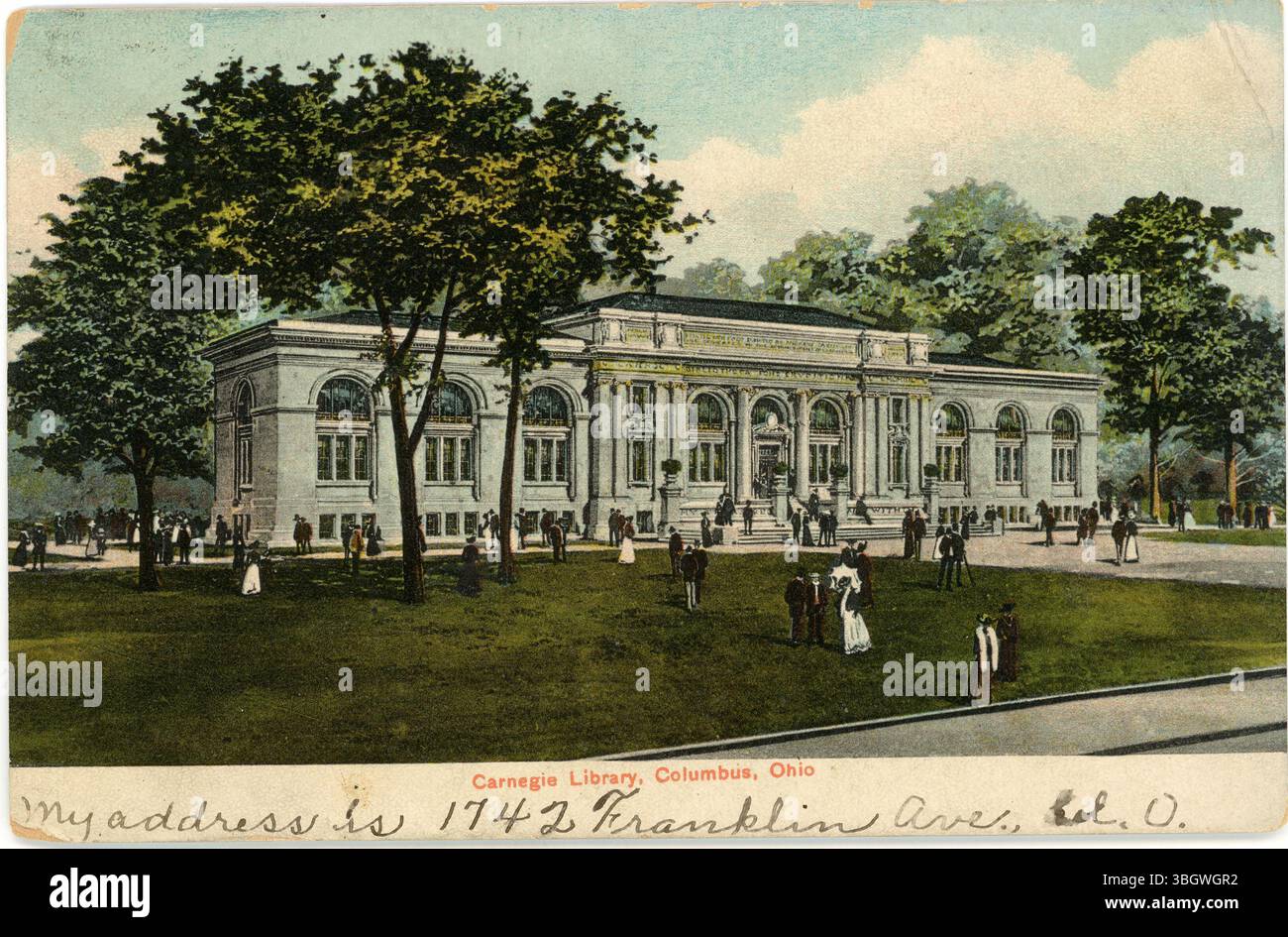 Color postcard depicting the Carnegie Library building in Columbus ...